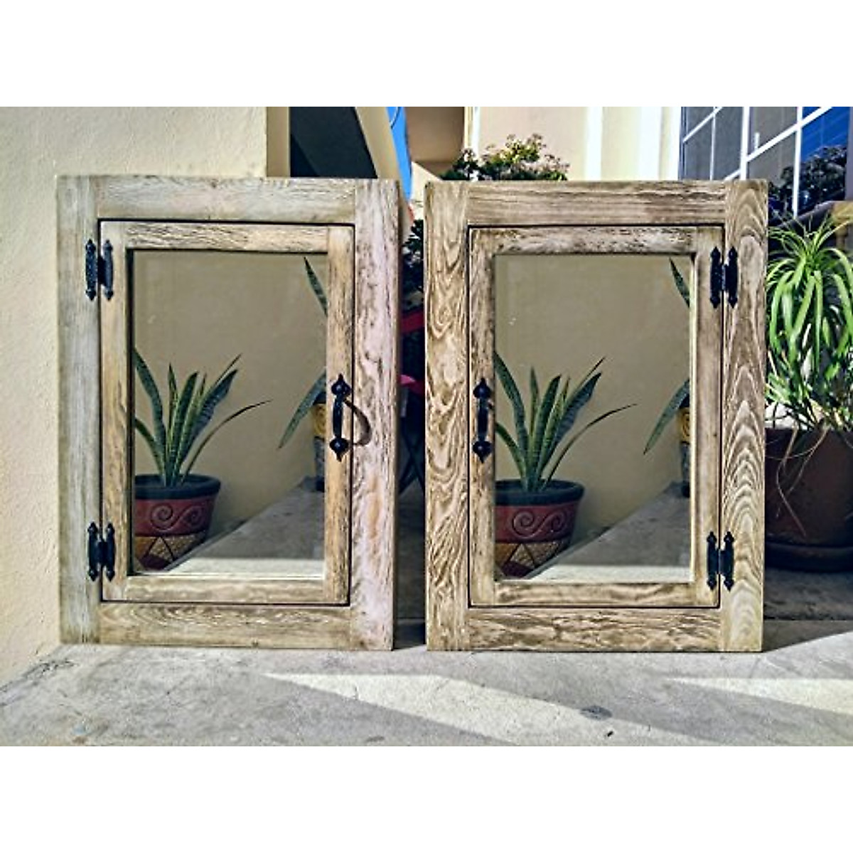 Solid Wood Whitewash Rustic Medicine Cabinet/Surface Mount/Handmade