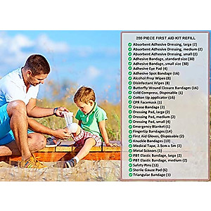 First Aid Kit Refill - 200 Piece - Extra Replacement Supplies, Loose Packed Restock Supply Pack