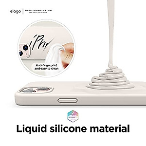 elago Compatible with iPhone 13 Case, Liquid Silicone Case, Full Body Screen Camera Protective Cover, Shockproof, Slim Phone Case, Anti-Scratch Soft Microfiber Lining, 6.1 inch (Stone)