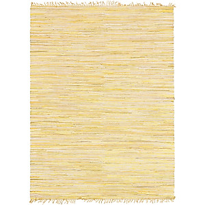 Unique Loom Chindi Cotton Collection Soft Hand Woven Natural Fiber Striped Area Rug, 9 ft x 12 ft, Yellow/Ivory
