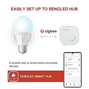 Sengled Zigbee Smart Light Bulbs, Smart Hub Required, Works with SmartThings and Echo with Built-in Hub, Voice Control with Alexa and Google Home, Daylight 60W Equivalent A19 Alexa Light Bulb, 6 Pack