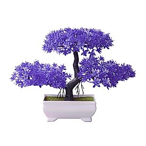 C-LARSS Bonsai Tree Nice-Looking Simulation Welcoming Pine Bonsai for Park Purple