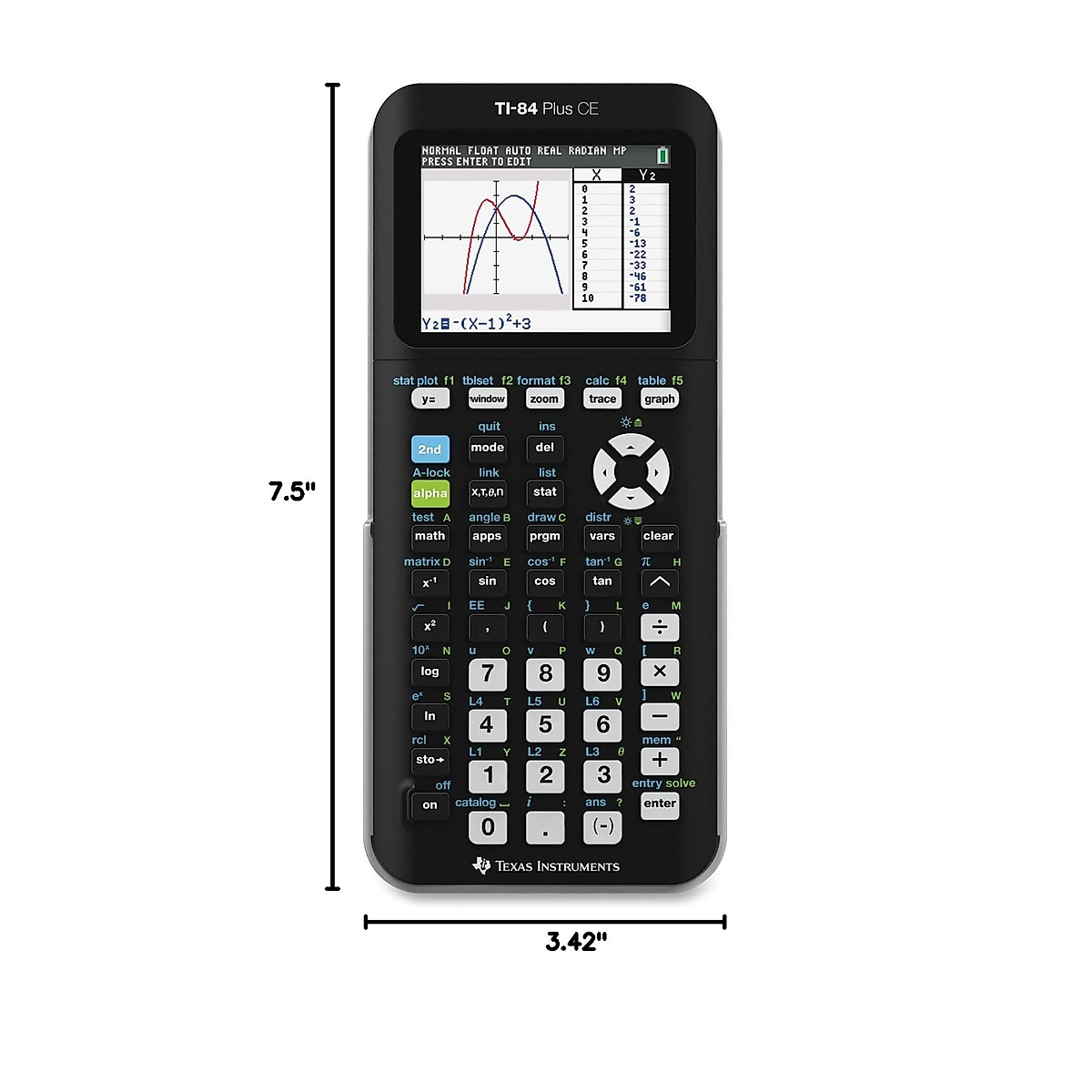 Texas Instruments TI-84 Plus CE Color Graphing Calculator, Black 7.5 Inch