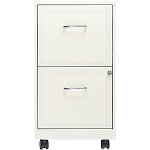 Space Solutions 18" 2 Drawer Mobile Smart Vertical File Cabinet Pearl White