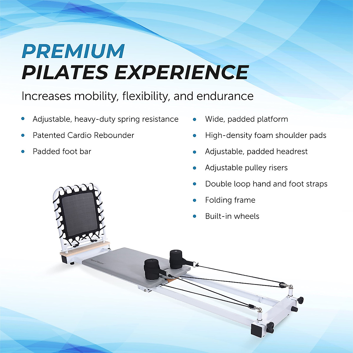 AeroPilates Precision Series Reformer 535 - Pilates Reformer Workout Machine for Home Gym - Up to 350 lbs Weight Capacity