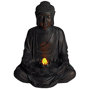 Meditating Zen Buddha Outdoor Water Fountain 27 1/2" High with LED Light Meditation Decor for Table Desk-Top Garden Yard Patio Porch Home Bedroom House Living Room Exterior - John Timberland