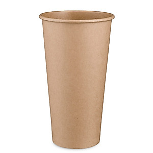 Comfy Package [20 oz. - 100 Pack] Kraft Paper Hot Coffee Cups- Unbleached