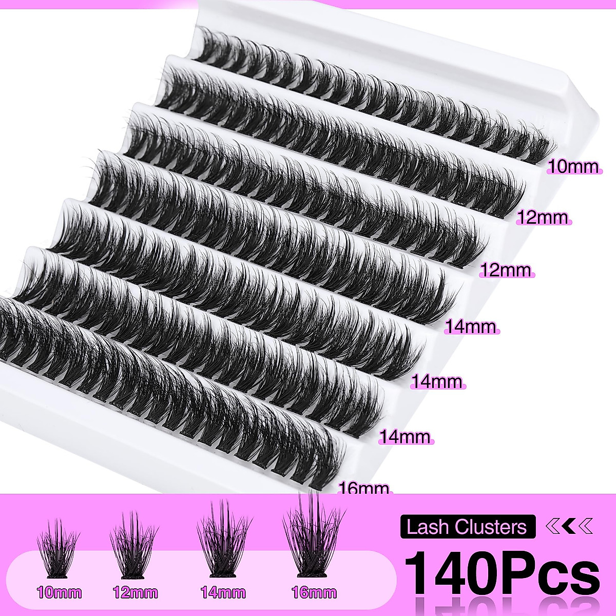 ALICE Lash Extension Kit 140PCS Individual Lashes Kit Fluffy Wispy Lash Clusters DIY Eyelash Extensions with Lash Bond and Seal Strong Hold 10-16MM