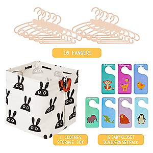 Nursery Closet Organizer and Storage Set - Hangers for Baby Clothes, Closet Size Dividers (Newborn Infant to Toddler), Large Collapsible Storage & Laundry Baskets - All in One Solution