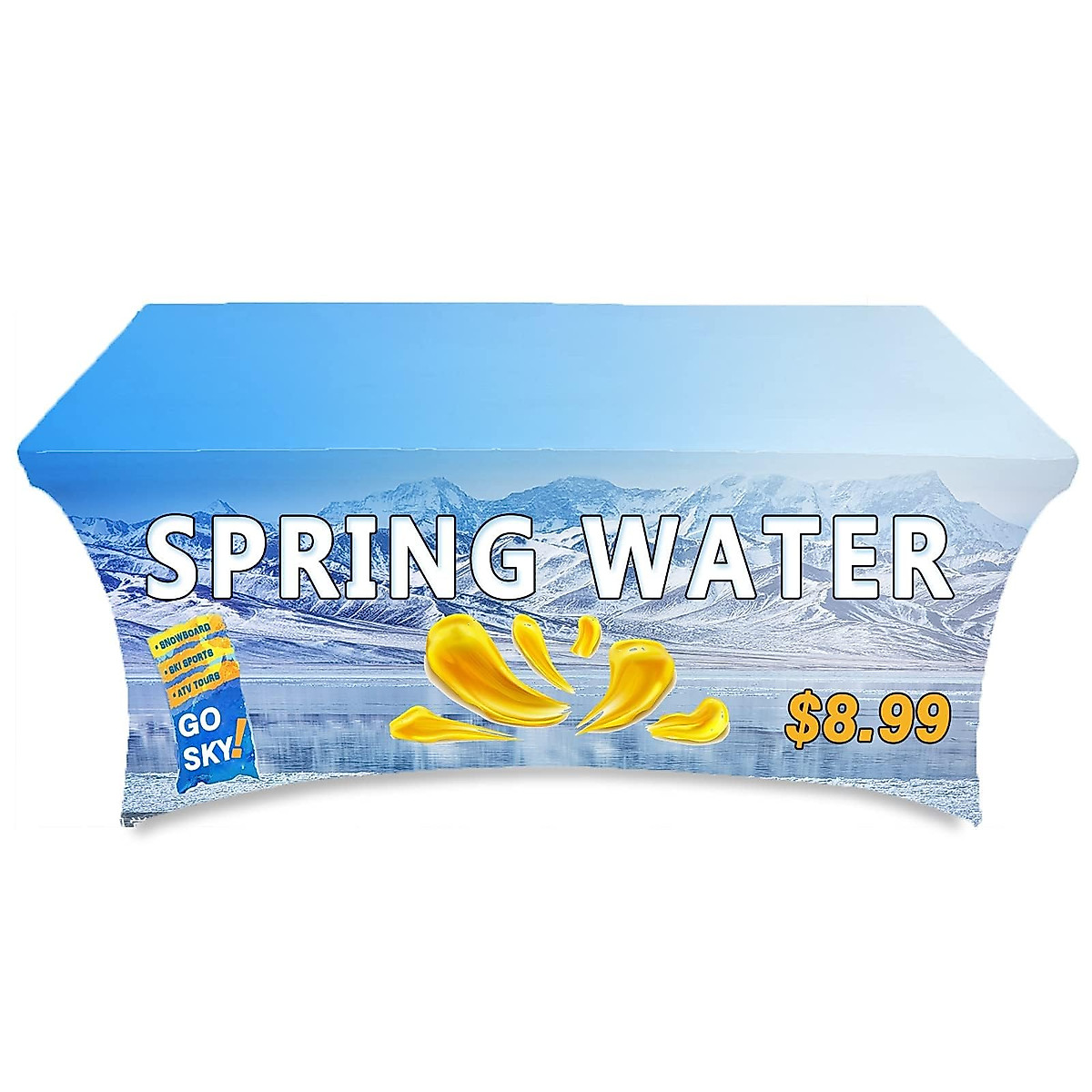 Custom Table Cloth Cover 8ft with Business Logo or Your Text Stretch Personalized Tablecloth Spandex Customize with Logo for Birthday Wedding Anniversary Tradeshow Events