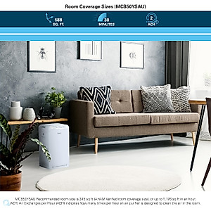 DAIKIN Room Air Purifier, HEPA Air Purifier, Air Purifier with HEPA Filter, Activated Carbon Filter, Pre-Filter and UVC LED Light, Zero Ozone Product, CARB Certified, 10.5 x 10.5 x 19.5 in (MCB50YSAU)