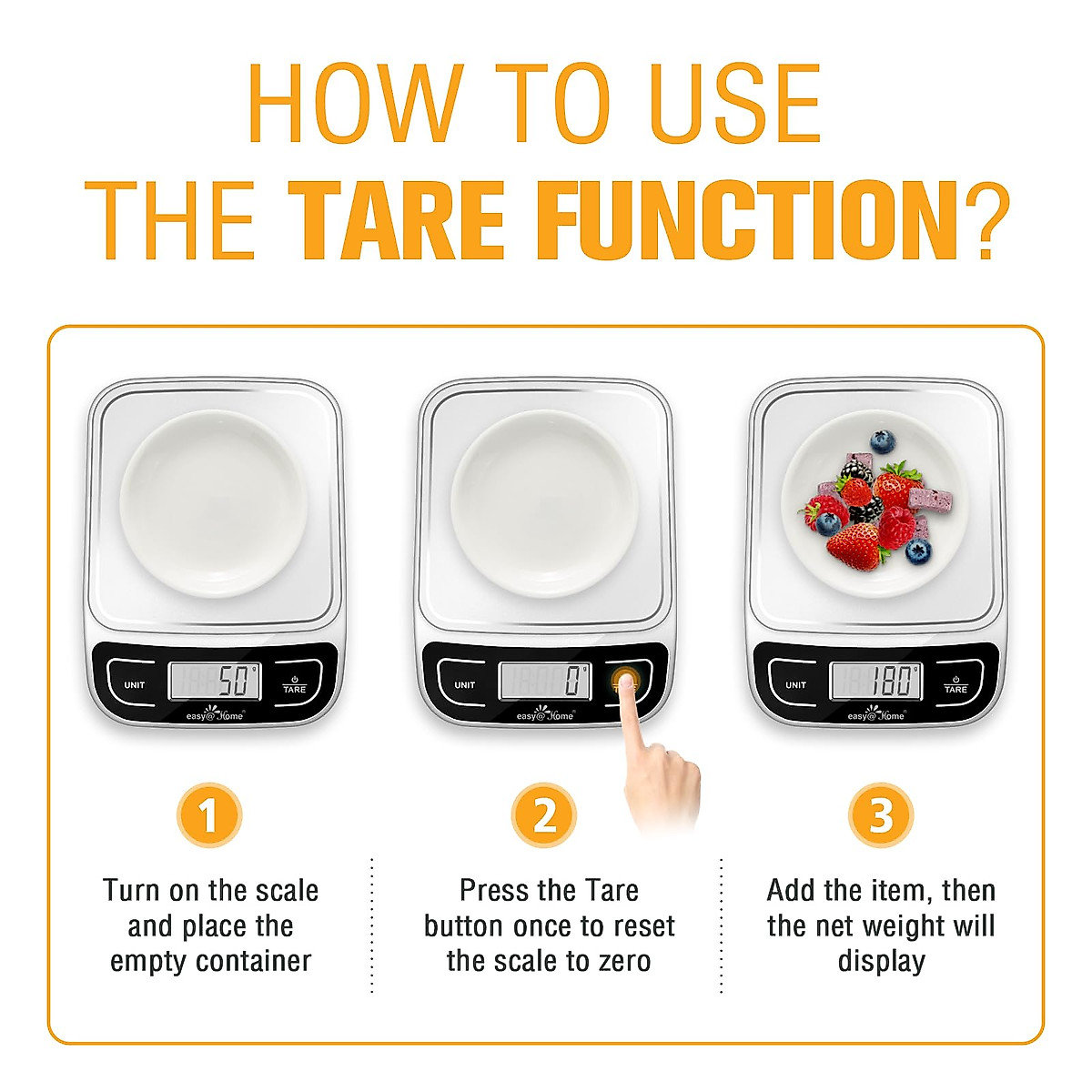 Easy@Home Digital Kitchen Scale Food Scale with High Precision to 0.04oz and 11 lbs capacity, Digital Multifunction Measuring Scale, EKS-202