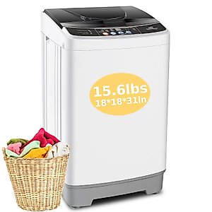 Nictemaw Portable Washing Machine 15.6 Lbs Capacity Portable Washer with Drain Pump, 2.1 Cu.ft Compact Laundry Washer with LED Display, 10 Programs & 8 Water Levels, Ideal for Home, Apartment, RV
