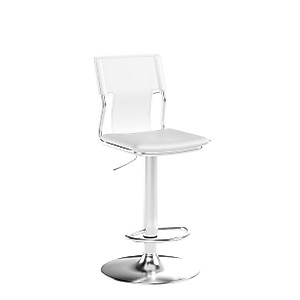 Sidanli White Adjustable Swivel Counter Bar Stool Chairs with Back (Set of 2)