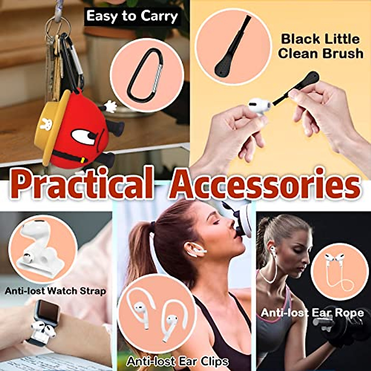 [7in1] Bad& Bunny Airpods 1/2 Case, Un Verano Sin Ti 3D Airpod Case Gifts for Teens Women Men with Keychain