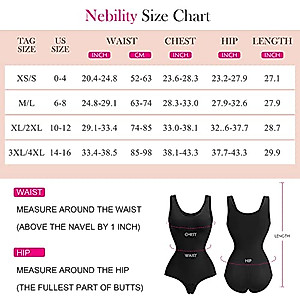 Nebility Women Waist Trainer Bodysuit Slim Full Body Shapewear Seamless Round Neck Jumpsuits Tummy Control Tops (M/L, Black)