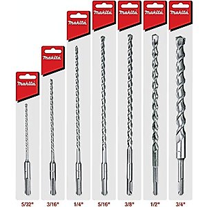 Makita 7 Piece - SDS-Plus Complete Drill Bit Set for SDS+ Rotary Hammers - Deep HD Drilling Into Concrete & Masonry
