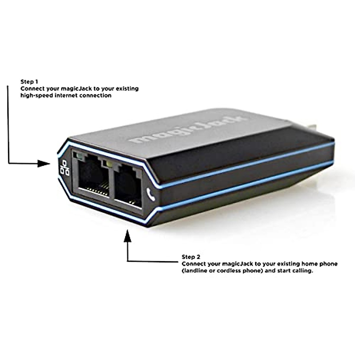 magicJack, New 2022 VOIP Phone Adapter, Portable Home and On-The-Go Digital Service. Unlimited Calls to US and Canada. NO Monthly Bill | Featuring magicIN™ & magicOUT™ Service