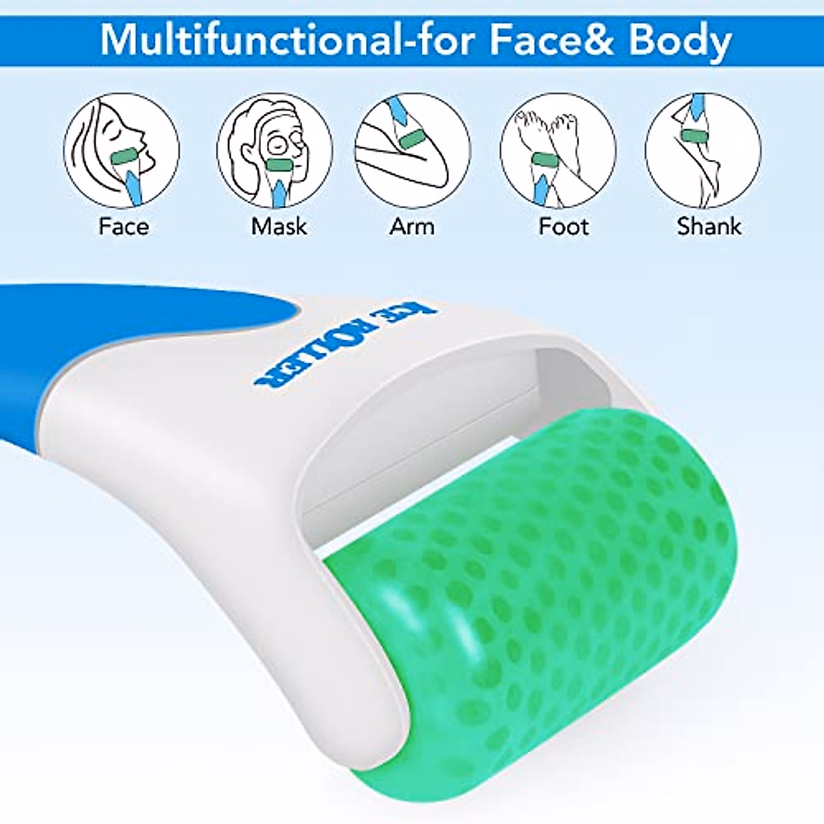 LATME Ice Roller for Face Eyes,Womens Gifts,Face Massager Roller Puffiness Migraine Pain Relief and Minor Injury(Green)