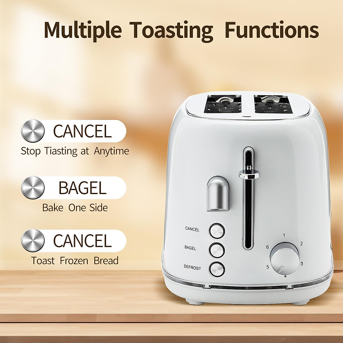 AAYUJUP Toaster 2 Slice Electric：Retro toaster Smart White toaster small toaster oven