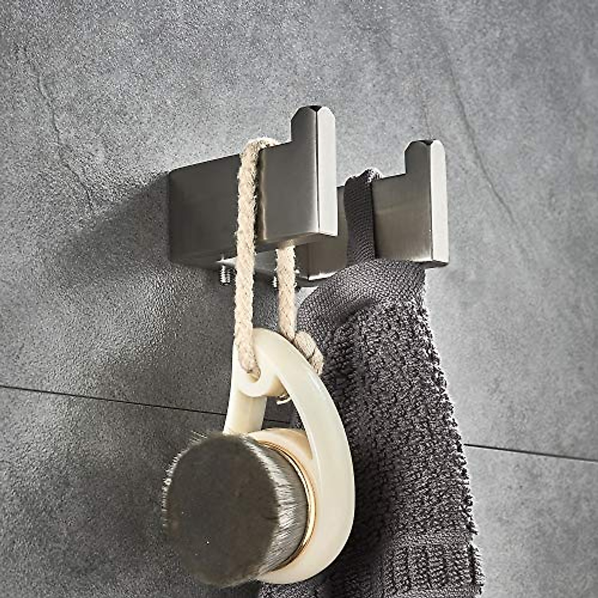 JunSun Bathroom Double Robe Hook Modern Design Little Towel Hook Coat Hook Contemporary Clothes Hook Kitchen Hooks Stainless Steel Wall Mounted Hook Anti-Rust Garage Hooks Bathroom Hook Brushed Nickel