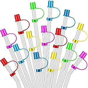 60 Pieces Colorful Drinking Straw Caps Reusable Plastic Drinking Straw Plugs Straw Cover Straw Tips Lids for Straws in 6 Colors (Basic Colors, 9.5 mm)