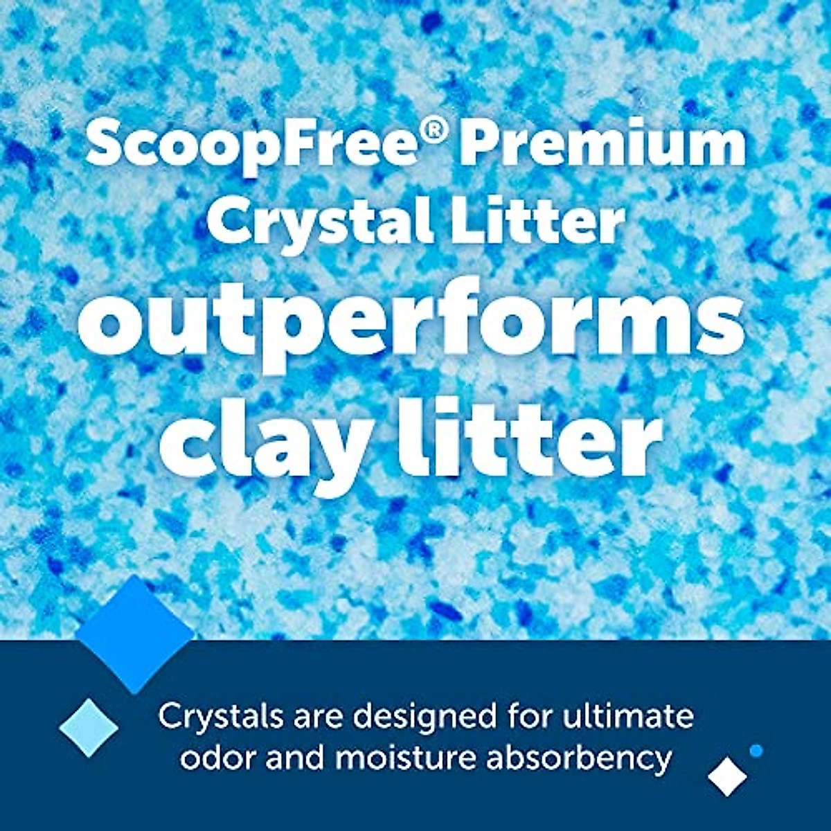 PetSafe ScoopFree Premium Blue Crystal Litter, 2-Pack – Includes 2 Bags of Lightly Scented Litter – Absorbs Odors 5x Faster than Clay Clumping – Low Tracking for Less Mess – Lasts up to a Month