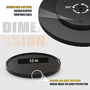 Lazy Susan Organizer for Table Cabinet,13 inch Bamboo Kitchen Countertop Organizer for Salt Olive Oil and Pepper Counter Sink Trays Wooden Turntable for Spice Soap Bottles Dining Room Decor Black