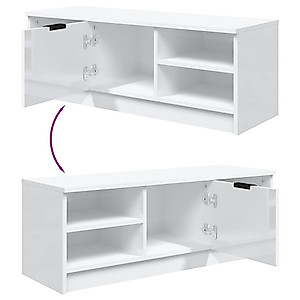 GaRcan TV Cabinet Living Room Sideboard Entertainment Centre TV Console Media Unit HiFi Cabinet with Shelf Grey Sonoma Engineered Wood (High Gloss White)