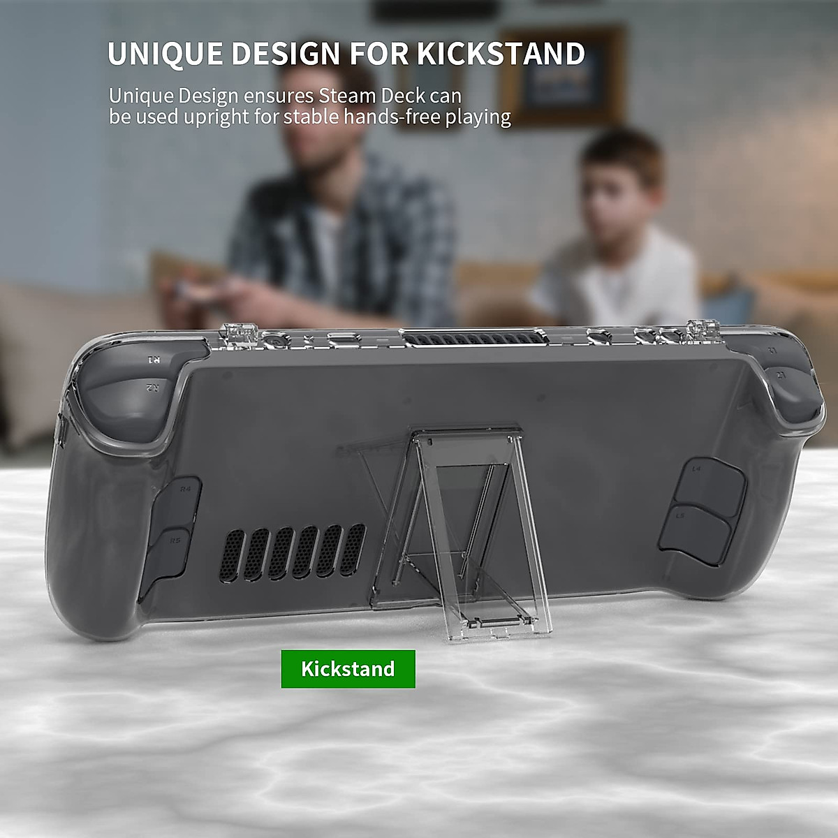 Protective Case for Steam Deck Case Cover Clear with Small Stand, PC Hard Clear Case for Steam Deck Game Console, Shock-Absorption Anti-Scratch Design Compatible with Steam Desk Accessories