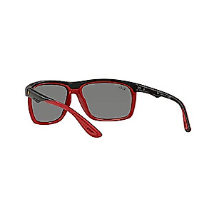 Ray-Ban Rb4363m Scuderia Ferrari Collection Aviator Sunglasses, Matte Black On Red/Grey Mirrored Silver, 61 mm