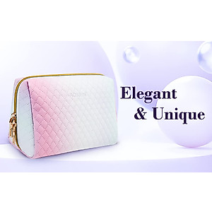 Aosbos Small Makeup Bag Travel Size Makeup Bag Cosmetic Travel Bag Makeup Bags for Women Makeup Pouch Cute Make Up Bag for Purse Gradient White Pink