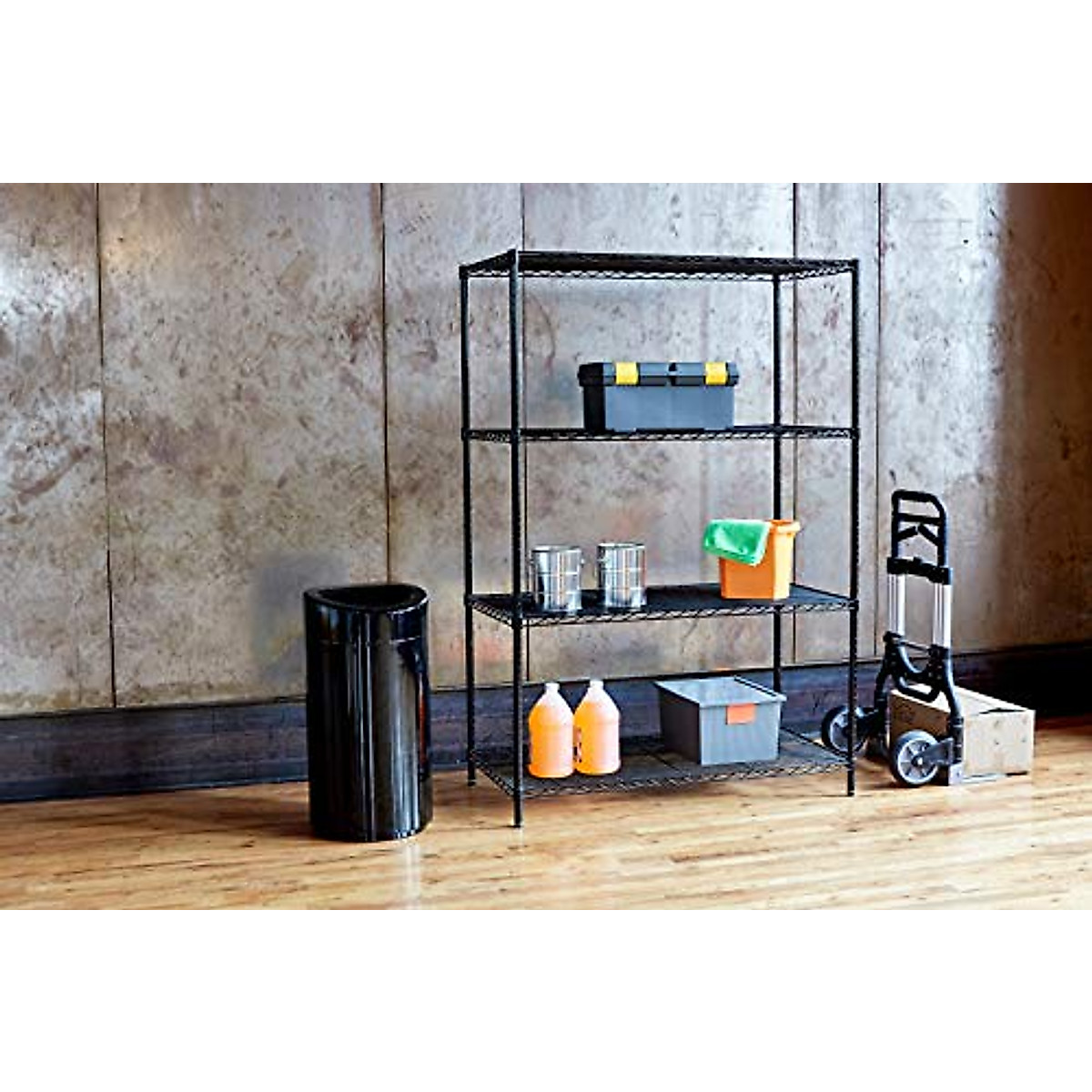 Safco Products Open Top Trash Can/Receptacle with Liner 9921BL; Black; 14 Gallon Capacity; Hands-Free Disposal; Modern Styling Black Finish