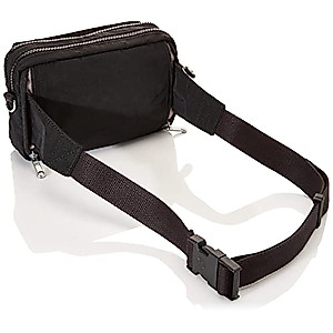 Kipling Women’s Abanu Crossbody Bag, Lightweight, Adjustable Nylon Waist Pack with Multi-Compartment Zip Pockets, Black Noir