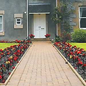 Decorative Garden Fence 10 Panels, Rustproof Outdoor Landscape Metal Border Edging Fencing Flower Animal Dogs Barrier Section Panel Decor