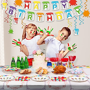 DECORLIFE Paint Party Supplies Serve 24, Paint Party Decorations Plates and Napkins Sets, Art Birthday Party Decorations for Kids Adults, 96 PCS