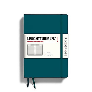 LEUCHTTURM1917 - Notebook Hardcover Medium A5-251 Numbered Pages for Writing and Journaling (Pacific Green, Ruled)