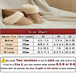 Donpapa Womens Slipper with Memory Foam Fluffy Soft Warm Slip On House Slippers Anti-Skid Cozy Plush for Indoor Outdoor Tan X-Large