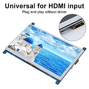 Sutinna LED Backlight 7 Inch Monitor True IPS HD Widescreen Upgraded Game Display No Driver 1024x600 for Raspberry Pi/BB Black
