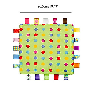 G-Tree Tag Blanket Baby Infant Comfort Plush Security Blanket Cute Soft Kids, Newborn Gift Birthday Present(Green Dot)