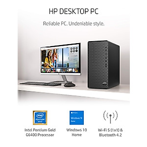 HP Desktop PC, Intel Pentium Gold G6400 Processor, 8 GB of RAM, 256 GB SSD Storage, Windows 10 Home, High-Speed Performance Computer, 8 USB Ports, Business, Study, Videos, & Gaming (M01-F1014, 2020)