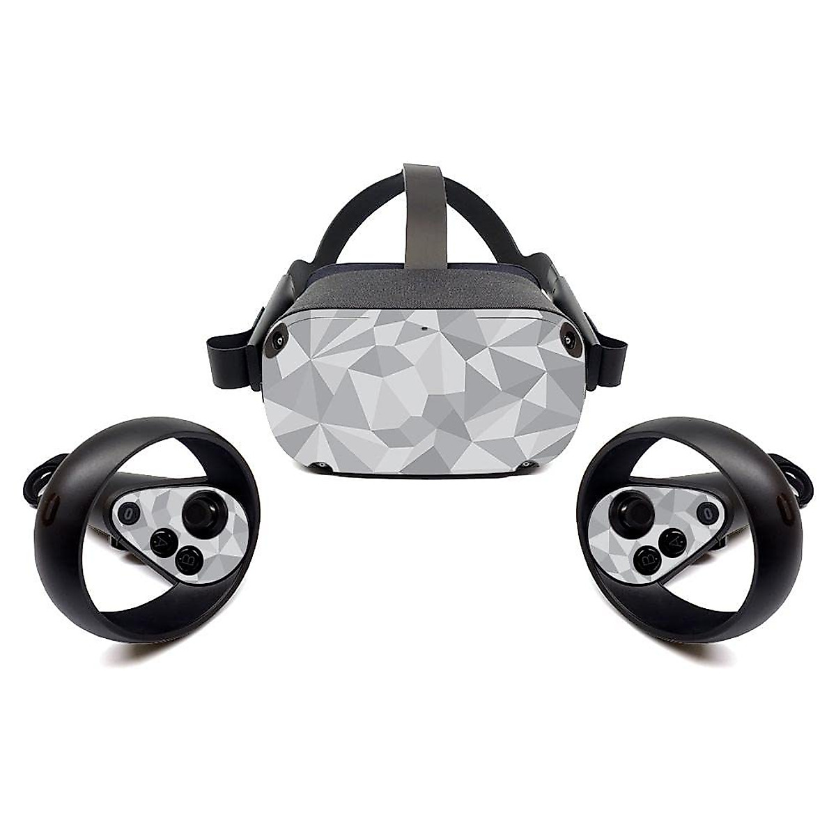 MightySkins Skin for Oculus Quest - Gray Polygon | Protective, Durable, and Unique Vinyl Decal Wrap Cover | Easy to Apply, Remove, and Change Styles | Made in The USA