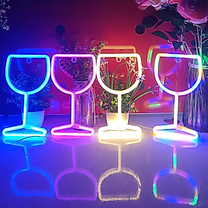 JYWJ Wine Glass Neon Sign,USB or 3-AA Battery Powered Neon Light,LED Table Decoration,Bedroom Wall Decoration,Birthday Gift,Wedding Supplies Business Gift(Pink)