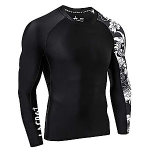 LAFROI Men's Long Sleeve UPF 50+ Baselayer Skins Performance Fit Compression Rash Guard-CLYYB Asym Dragon Size SM