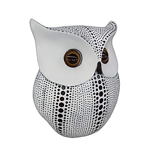 Artgenius Dots Owl Statue,Small Animal Owl Figurines for Home Office Decor (White)