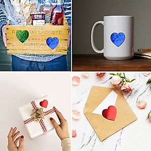 Hearts Stickers, 1500 PCS Glitter Valentine Stickers, 1” Red Blue Green Roll Self Adhesive Heart Shaped Love Labels for Adult Kids Valentine's Day Anniversaries Wedding Envelope Seal Decoration Decor