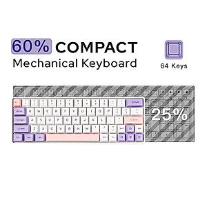 EPOMAKER EP64 60% Mechanical Keyboard, Wireless Gaming Keyboard, 2.4GHz/Bluetooth 5.0/USB-C Custom Keyboard, Hot Swappable, NKRO, Programmable wtih Dye-sub PBT Keycap for Mac/Win (Mulan Switch)