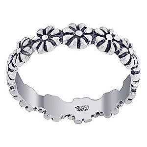 Gem Avenue 925 Sterling Silver Daisy Flower Ring for Women Size 6