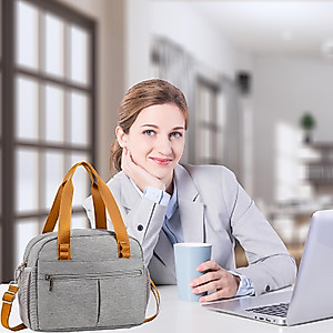 HSHPX Lunch Bag Women Insulated Adult Lunch Box Large Reusable Lunch Tote with Webbing Loop Cute Portable Lunch Cooler with Adjustable Shoulder Strap for Work Office Picnic (Gray)