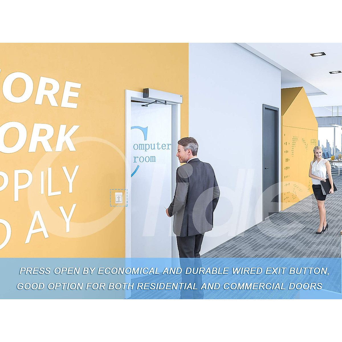 Olideauto Swing Opening Door Electric,Door Closer Automatic Residential Swing Open with 2PCS Exit Buttons and 1PCS 880lbs Stainless Steel Electric Lock